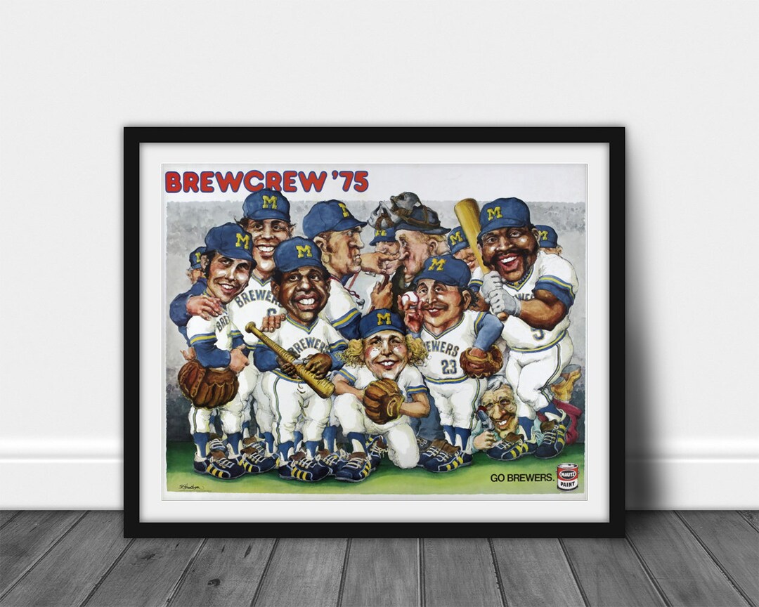 1975 MILWAUKEE BREWERS Print Vintage Baseball Poster, Retro Baseball ...