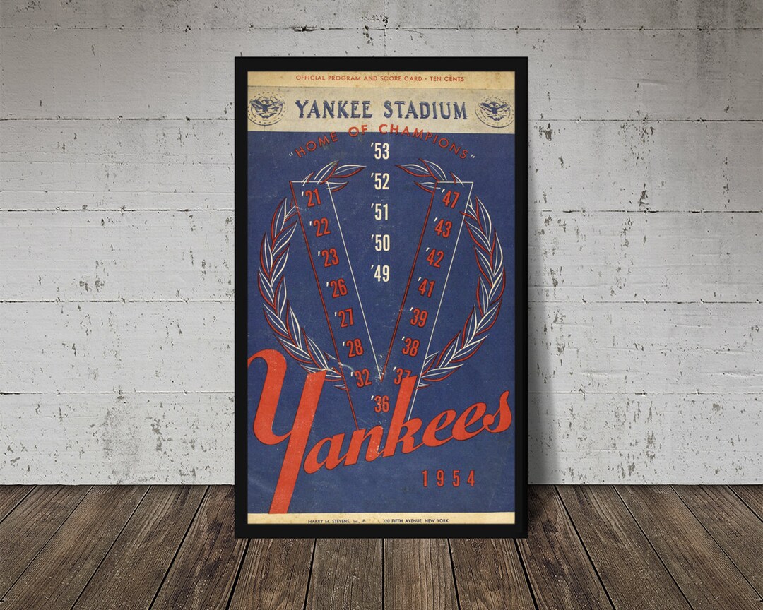 1954 NEW YORK YANKEES Print Vintage Baseball Poster, Retro Baseball ...