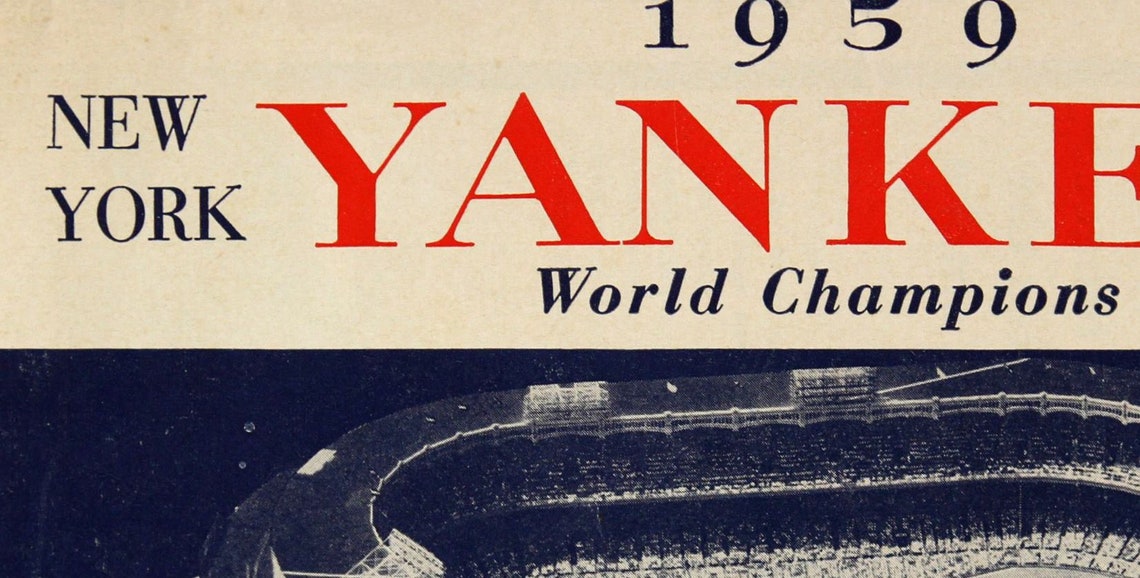 1959 NEW YORK YANKEES Print Vintage Baseball Poster Retro - Etsy