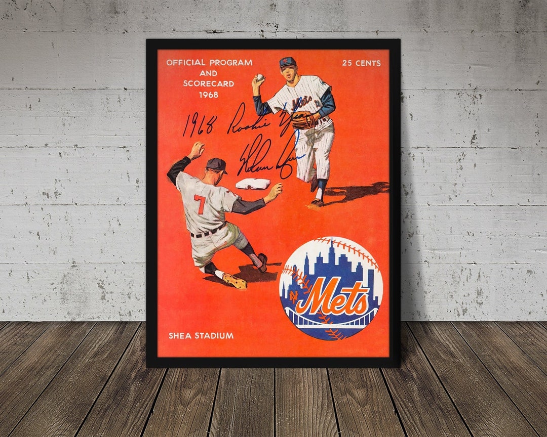 1968 NEW YORK METS Print Vintage Baseball Poster, Retro Baseball Poster ...
