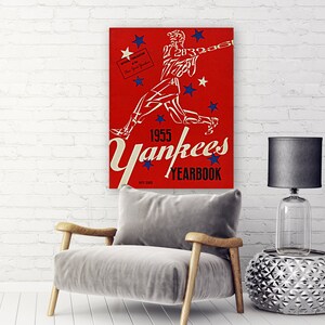 1955 NEW YORK YANKEES Print Vintage Baseball Poster, Retro Baseball ...