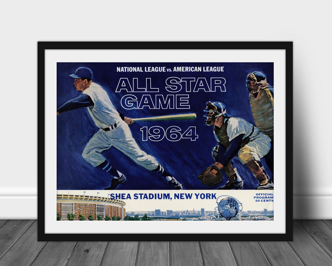 1964 All-star Game Print SHEA STADIUM Vintage Baseball Poster, Retro ...