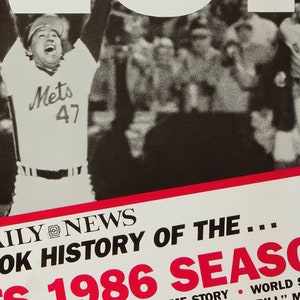 1986 NEW YORK METS Print Vintage Baseball Poster, Retro Baseball Poster ...