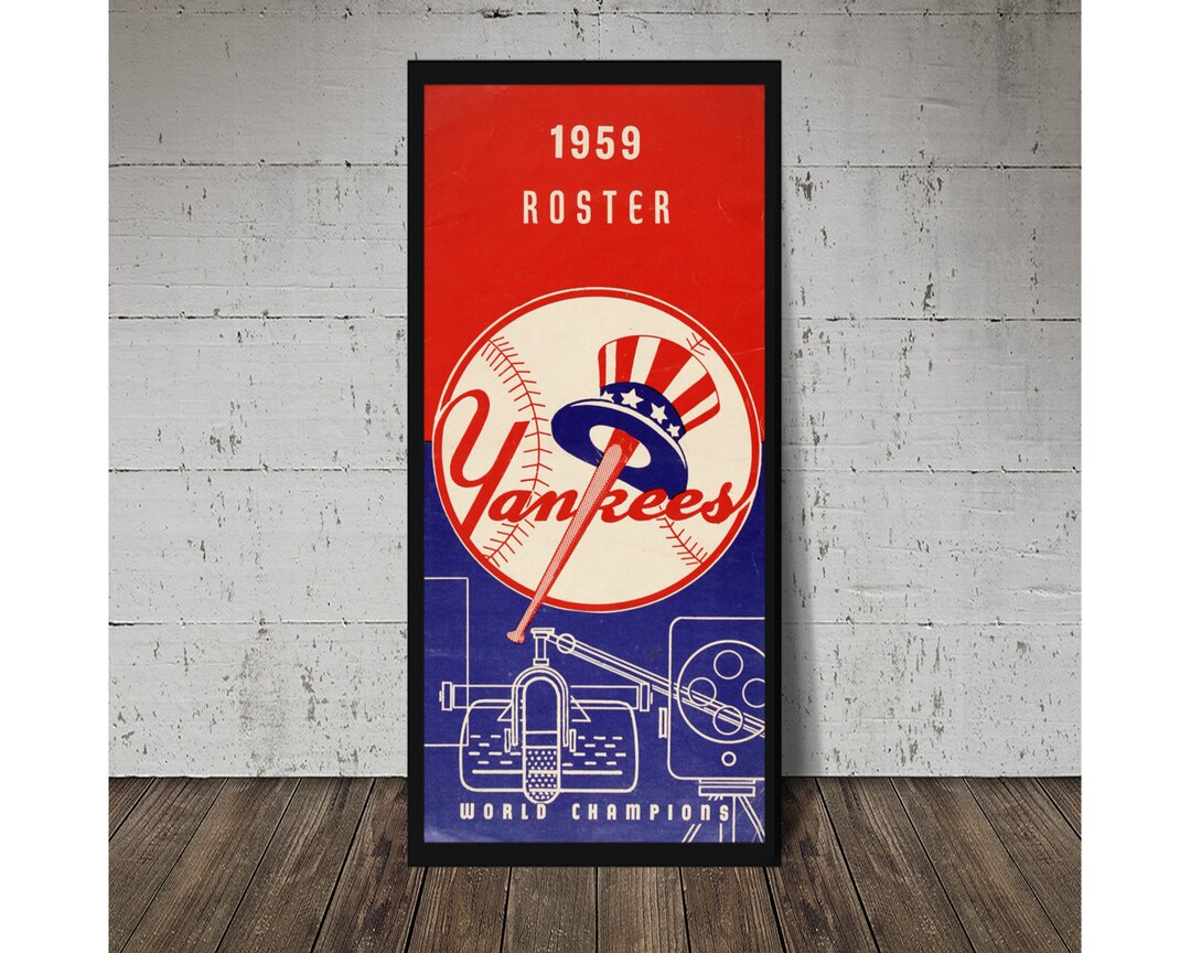 1959 NEW YORK YANKEES Print Vintage Baseball Poster, Retro Baseball ...