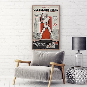 1935 CLEVELAND INDIANS Print Vintage Baseball Poster, Retro Baseball ...