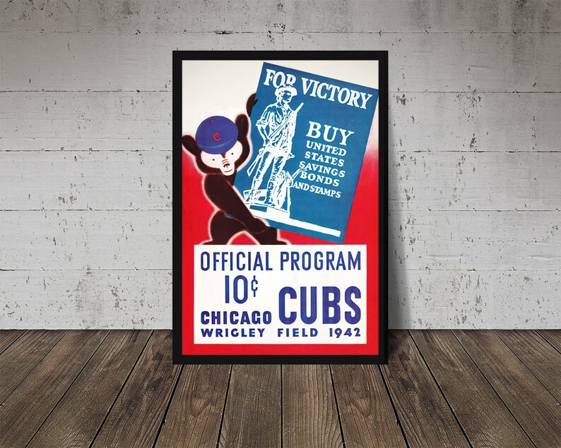 1942 CHICAGO CUBS Print Vintage Baseball Poster Retro - Etsy