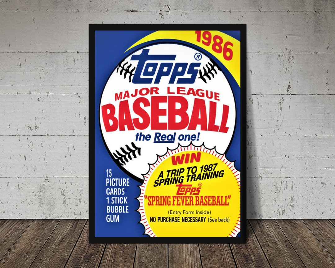1986 TOPPS BASEBALL CARDS Print Vintage Baseball Poster, Retro Baseball ...