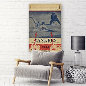 1944 NEW YORK YANKEES Print Vintage Baseball Poster, Retro Baseball ...