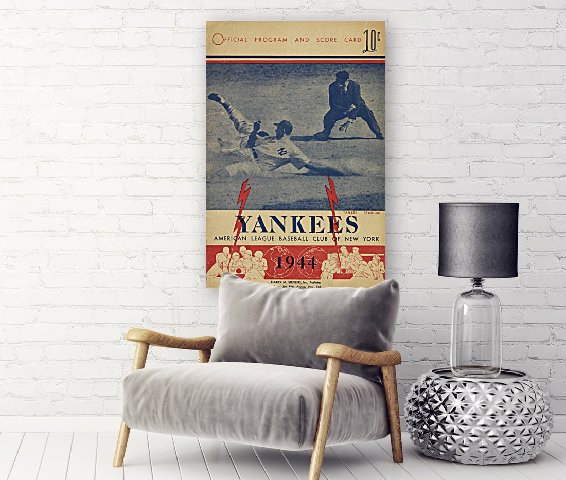 1944 NEW YORK YANKEES print Vintage Baseball Poster Retro | Etsy