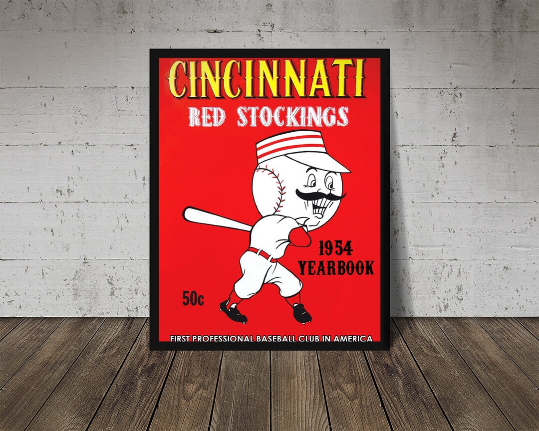1954 CINCINNATI REDS Print Vintage Baseball Poster. Retro Baseball ...