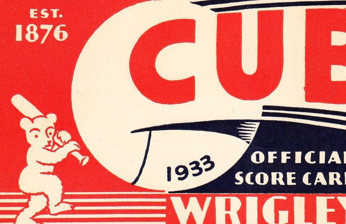 1933 CHICAGO CUBS Print Vintage Baseball Poster Retro | Etsy