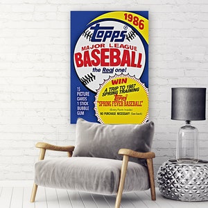 1986 TOPPS BASEBALL CARDS Print Vintage Baseball Poster, Retro Baseball ...