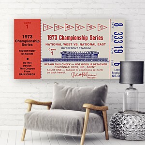 WRAPPED CANVAS 1973 Cincinnati REDS Print / Game Ticket - Etsy