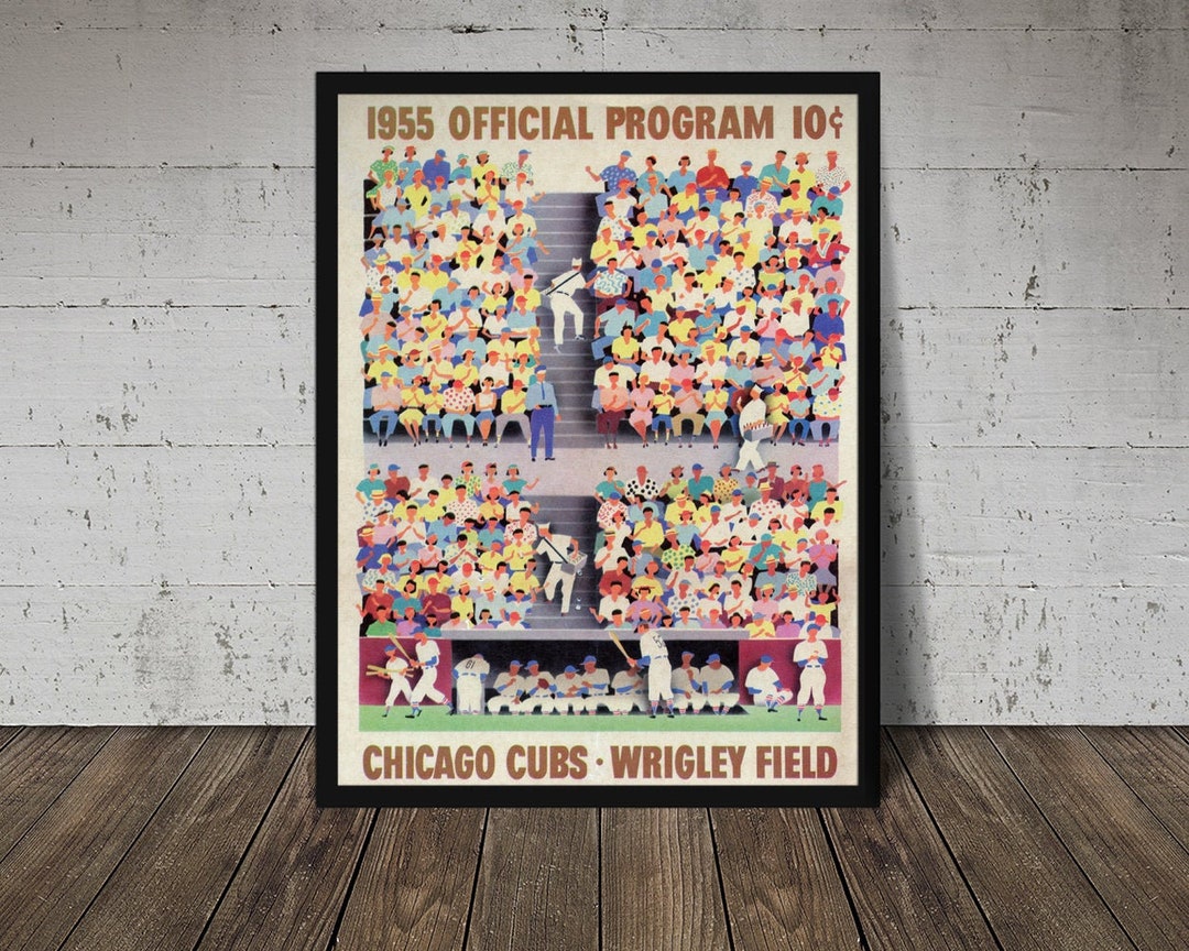 1955 CHICAGO CUBS Print Vintage Baseball Poster, Retro Baseball Poster ...