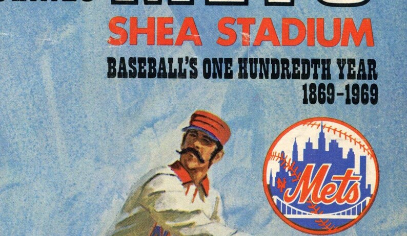 1969 NEW YORK METS print Vintage Baseball Poster Retro | Etsy