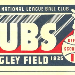 1935 CHICAGO CUBS Print Vintage Baseball Poster, Retro Baseball Poster ...