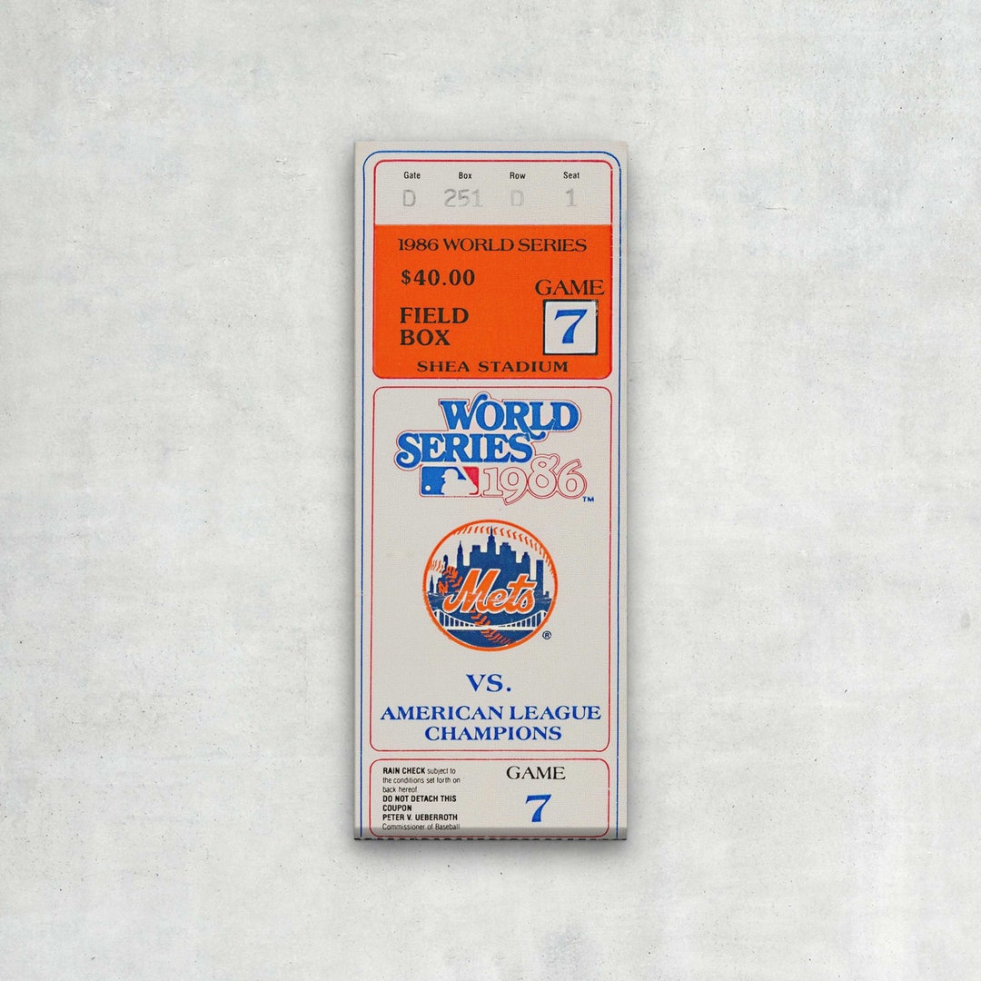WRAPPED CANVAS 1986 New York METS Print / Game Ticket Vintage Baseball ...