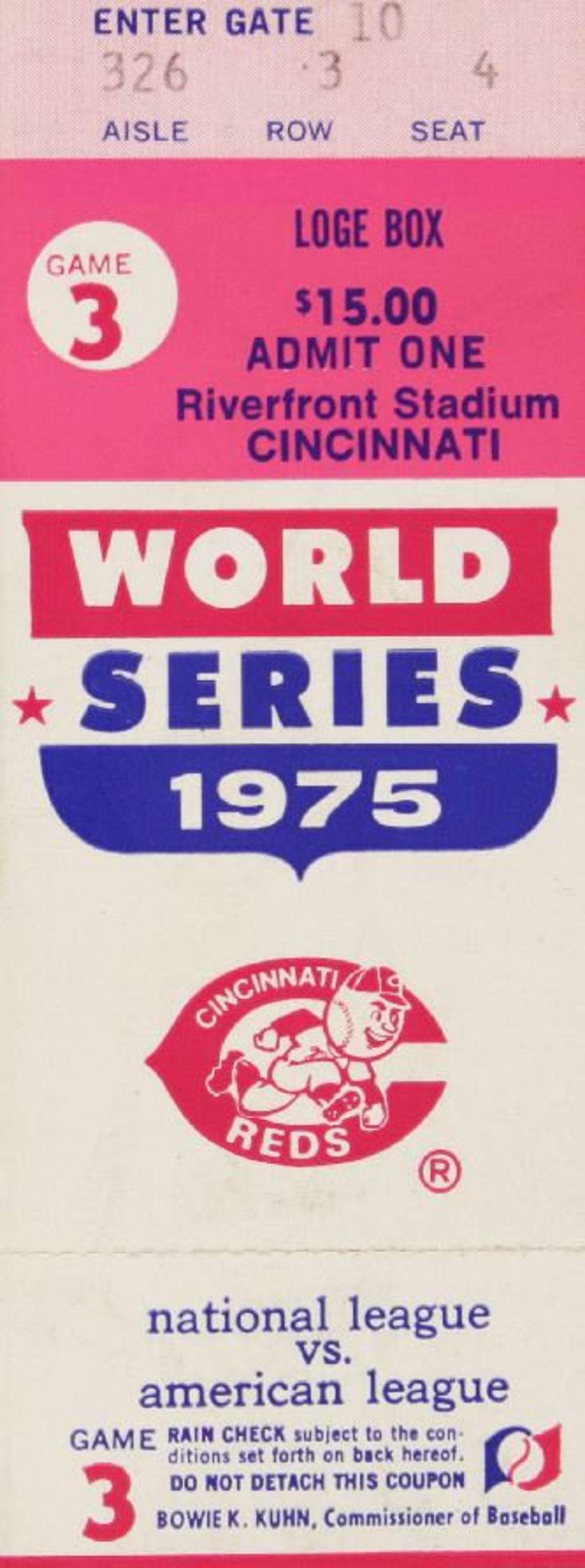 1975 CINCINNATI REDS Print / Game Ticket Vintage Baseball | Etsy