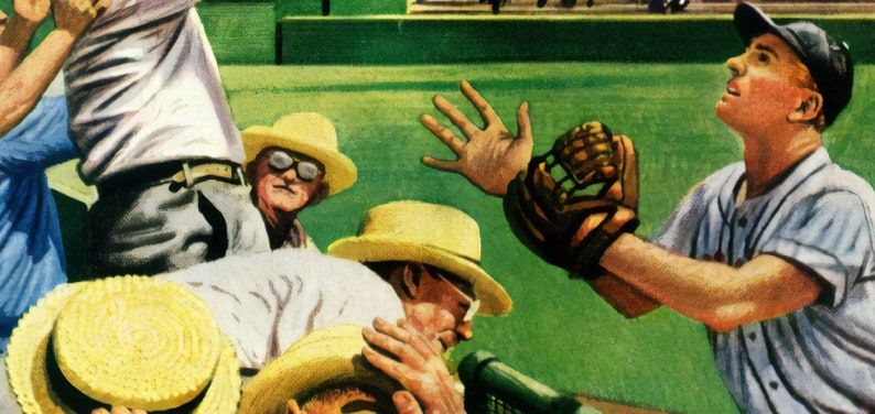 VINTAGE BASEBALL LITHOGRAPH Baseball Painting Retro | Etsy