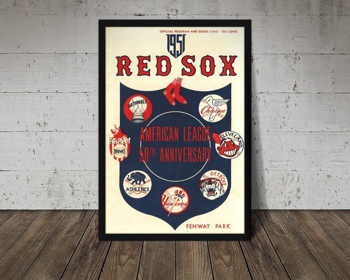 1951 BOSTON RED SOX Print Vintage Baseball Poster. Retro - Etsy