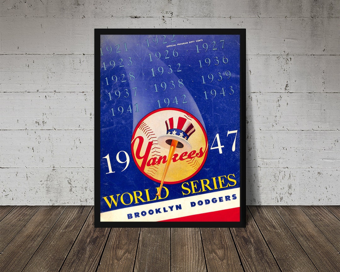 1947 NEW YORK YANKEES Print Vs. Brooklyn Dodgers Vintage Baseball ...