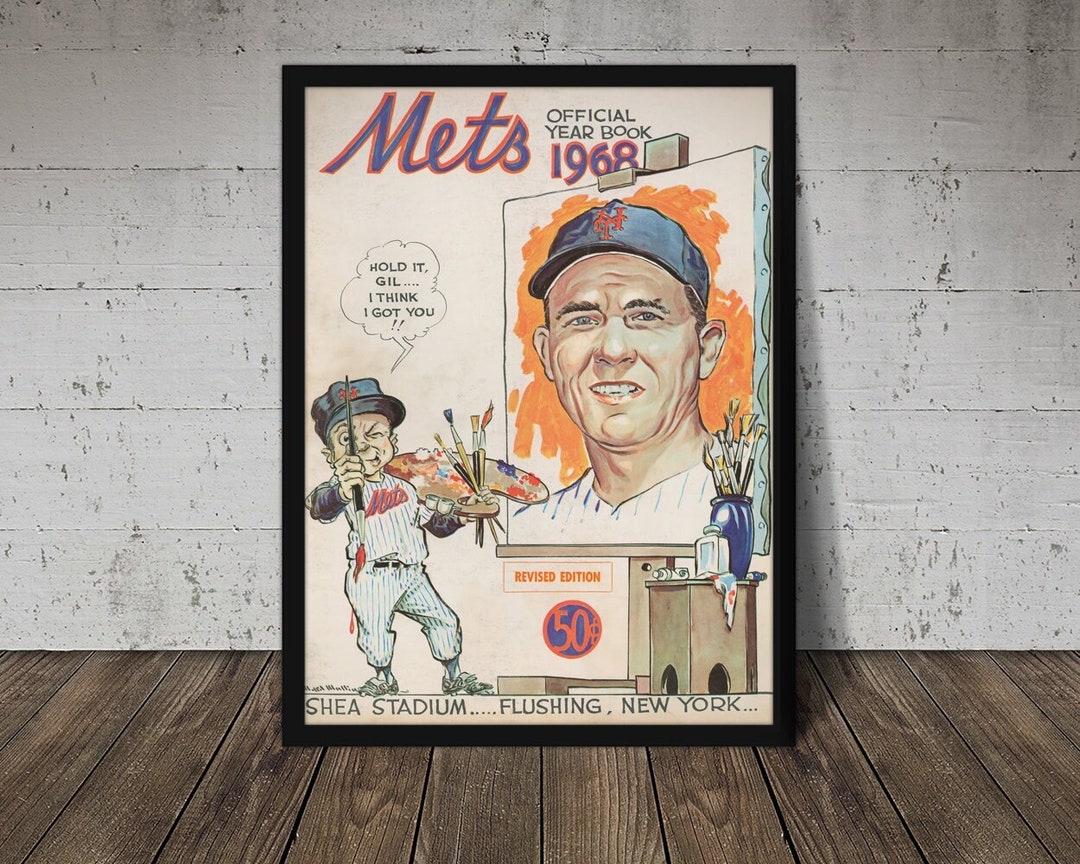 1968 NEW YORK METS Print Vintage Baseball Poster. Retro Baseball Poster ...