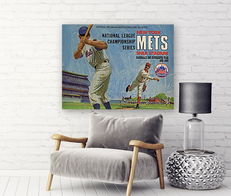 1969 NEW YORK METS print Vintage Baseball Poster Retro | Etsy