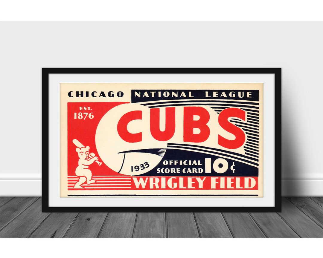 1933 CHICAGO CUBS Print Vintage Baseball Poster, Retro Baseball Poster ...