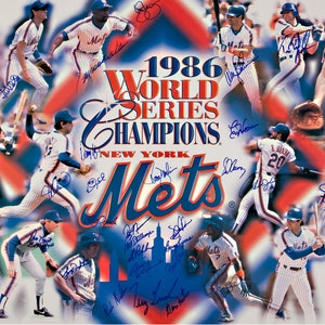 1986 NEW YORK METS Print Vintage Baseball Poster, Retro Baseball Poster ...
