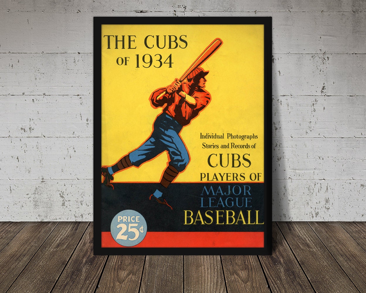 1934 CHICAGO CUBS Print Vintage Baseball Poster. Retro | Etsy