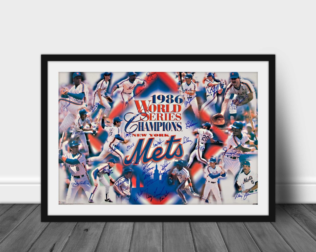 1986 NEW YORK METS Print Vintage Baseball Poster, Retro Baseball Poster ...