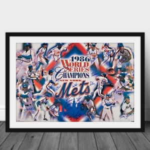 1986 NEW YORK METS Print Vintage Baseball Poster, Retro Baseball Poster ...