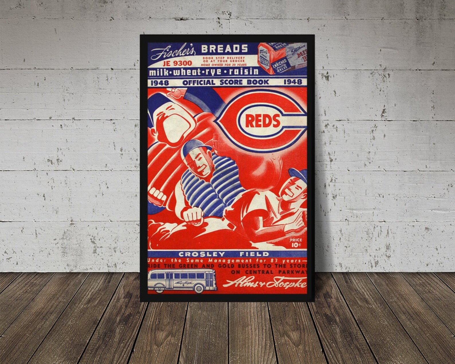 1948 CINCINNATI REDS Print Vintage Baseball Poster. Retro - Etsy