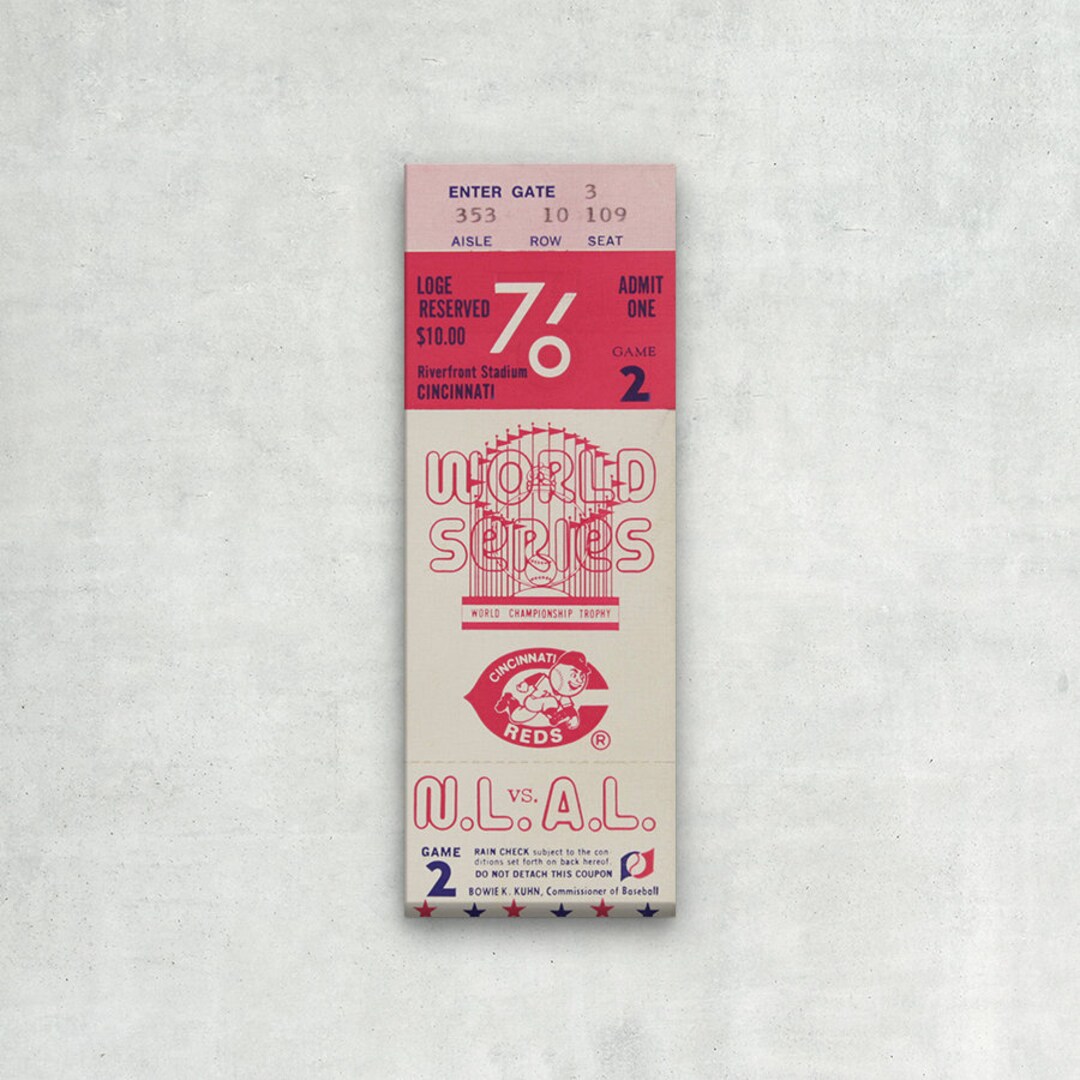 WRAPPED CANVAS 1976 CINCINNATI Reds print / Game Ticket Vintage ...