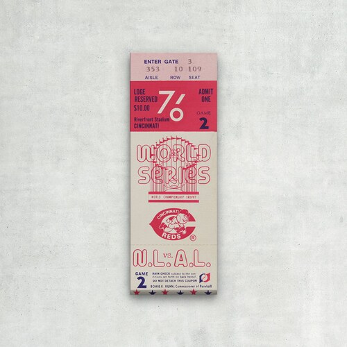 WRAPPED CANVAS 1975 Cincinnati REDS Print / Game Ticket - Etsy
