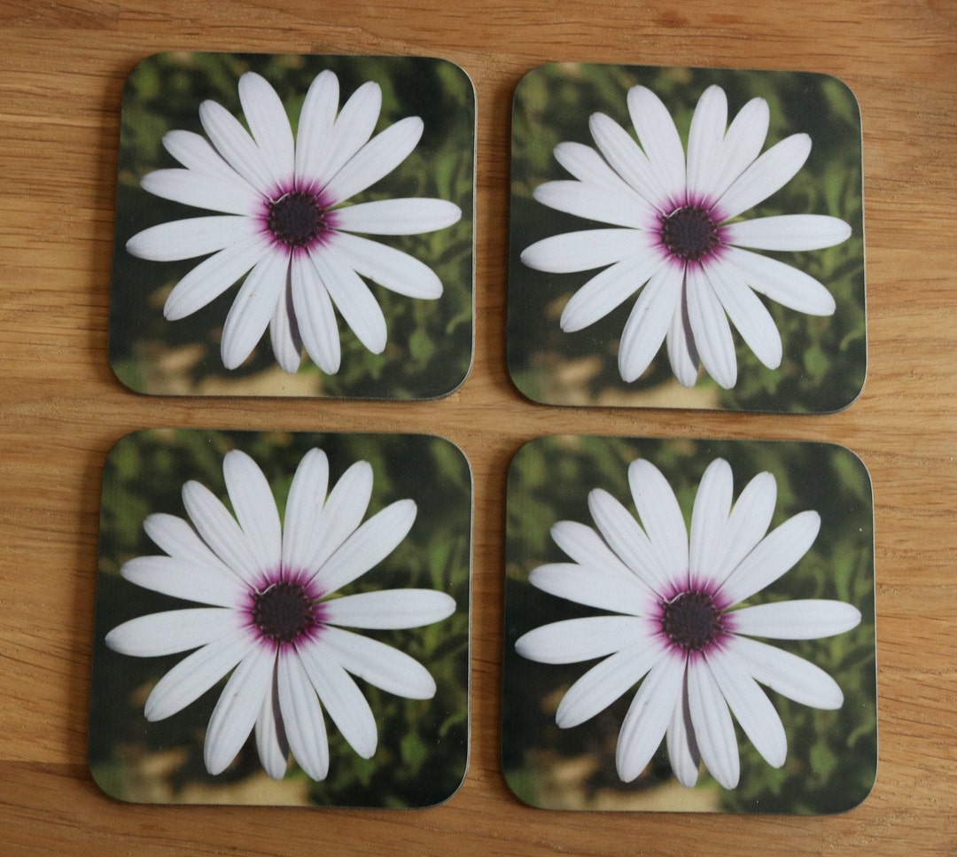 Set of 4 Flower Coasters, Flora Mug Coasters, Pack of 4 Floral ...