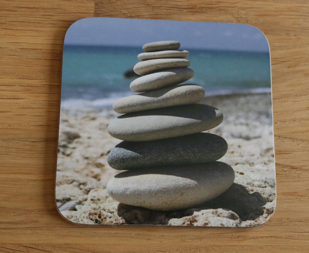 Zen Stones Coaster, Photo Drinks Coaster, Cork Mug Coaster, Glassware ...