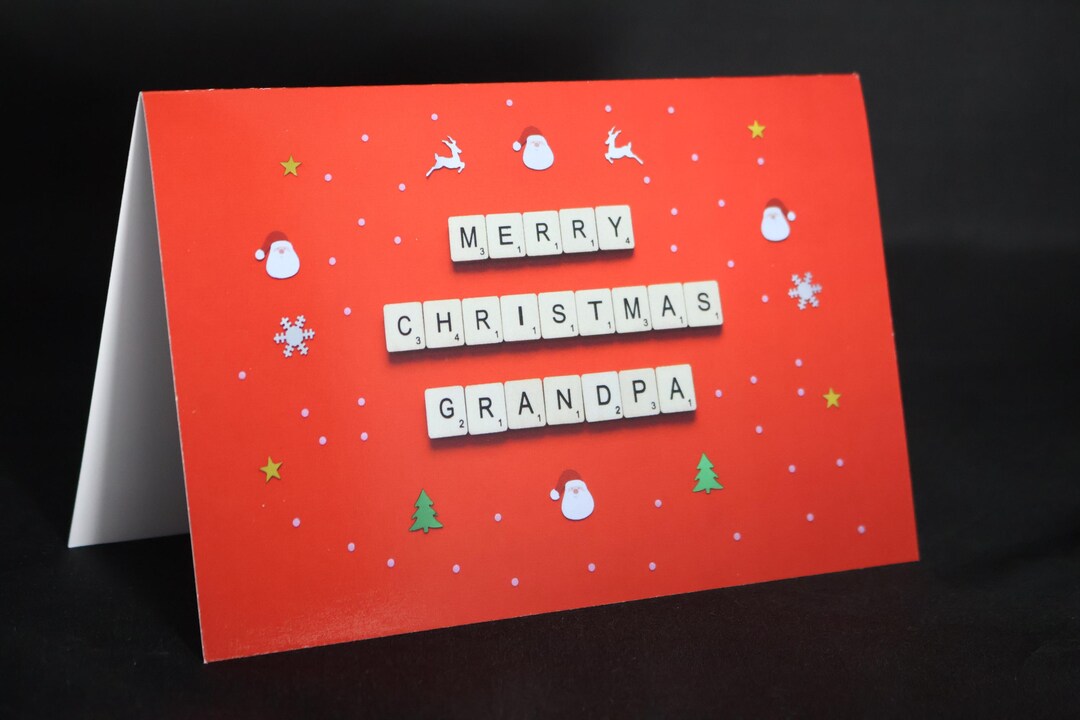 Merry Christmas Grandpa, Scrabble Letter Card, Christmas Card for ...