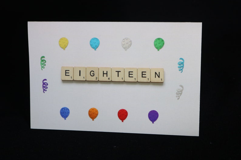 18th Birthday Card, Scrabble Letter Card, Happy Birthday Card ...