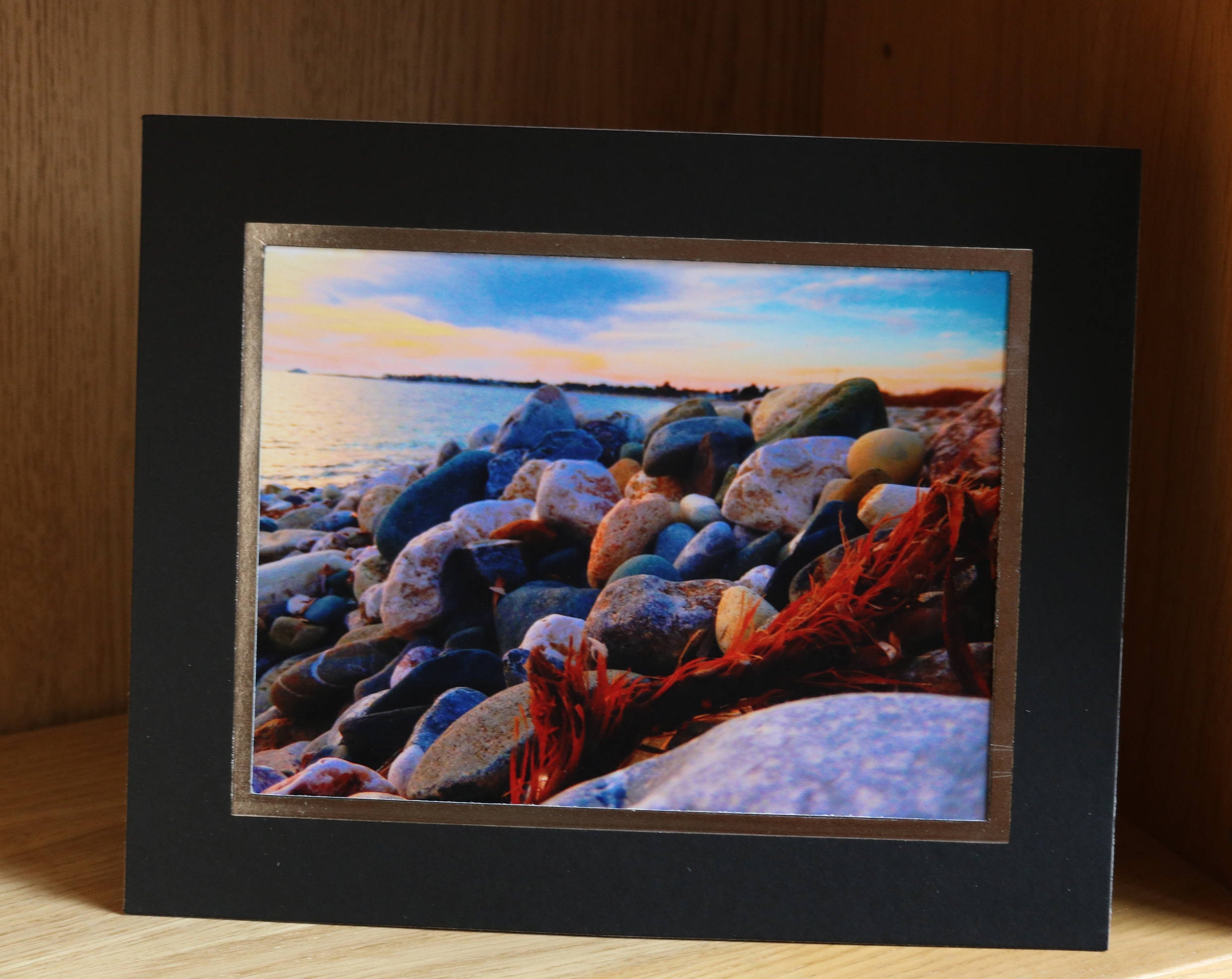 On the Rocks Print, Mounted Beach Print, Sunset Print, Pebbles Print ...