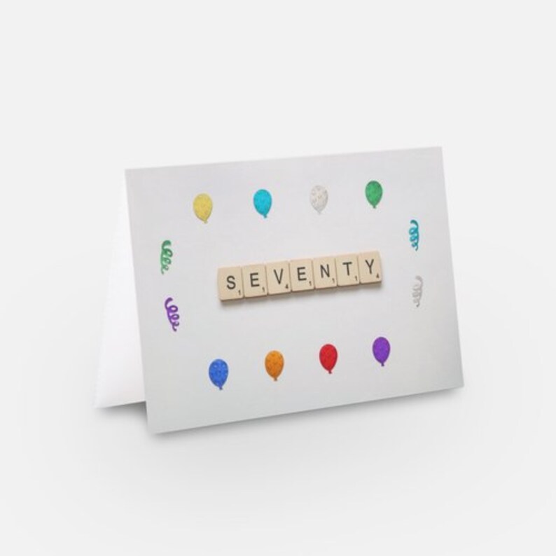 70th Birthday Card, Scrabble Letter Card, Happy Birthday Card ...