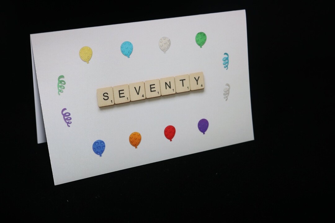 70th Birthday Card, Scrabble Letter Card, Happy Birthday Card ...