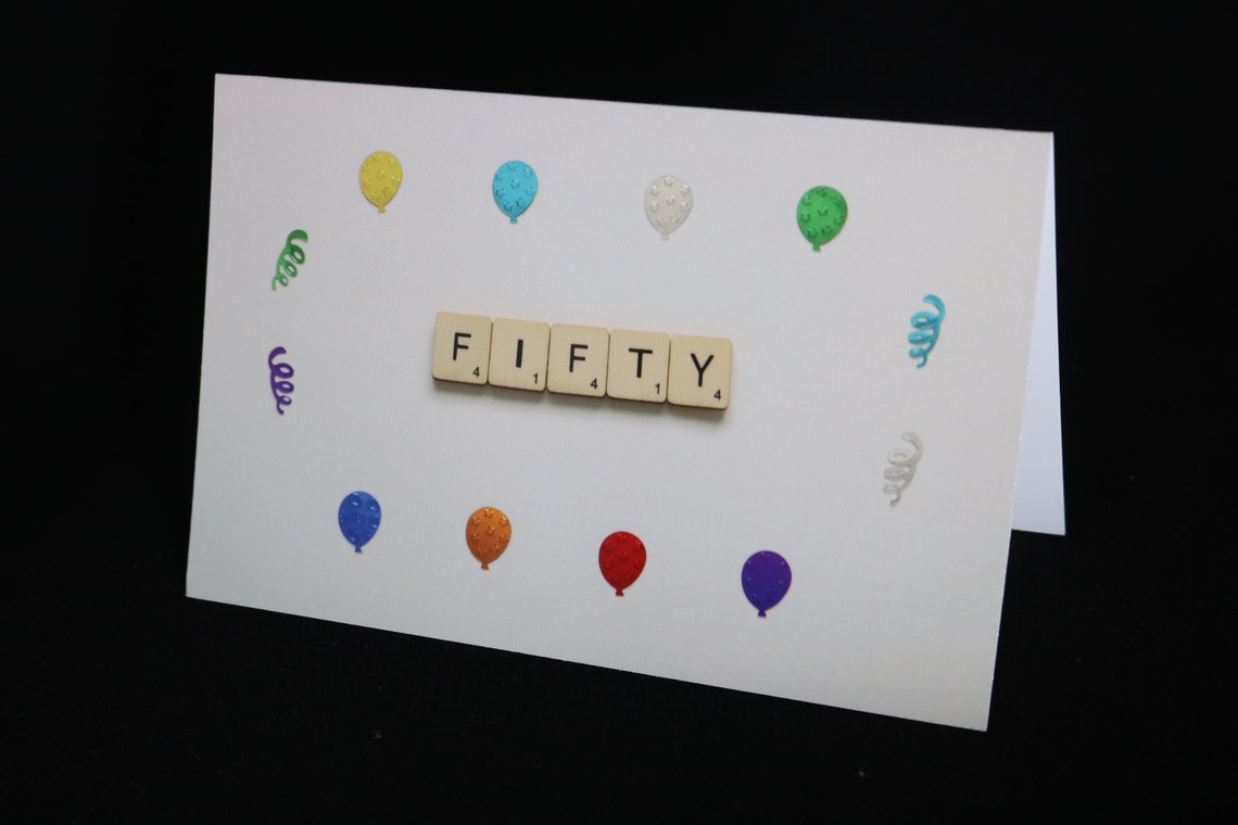 50th Birthday Card, Scrabble Letter Card, Happy Birthday Card ...