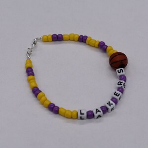 Los Angeles Lakers Beaded Bracelet With Basketball Charm - Etsy