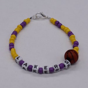 Los Angeles Lakers Beaded Bracelet With Basketball Charm - Etsy