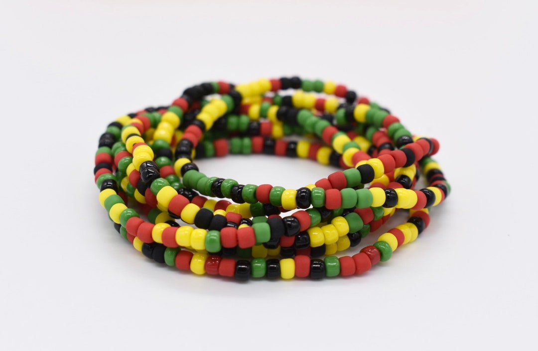 Stretch Bracelets, Stackable Bracelet, One Love Bead Bracelet, Jamaican ...