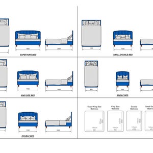 2D Fabric Bed With Headboard CAD Collection, Smart Blocks for Beds in 5 ...