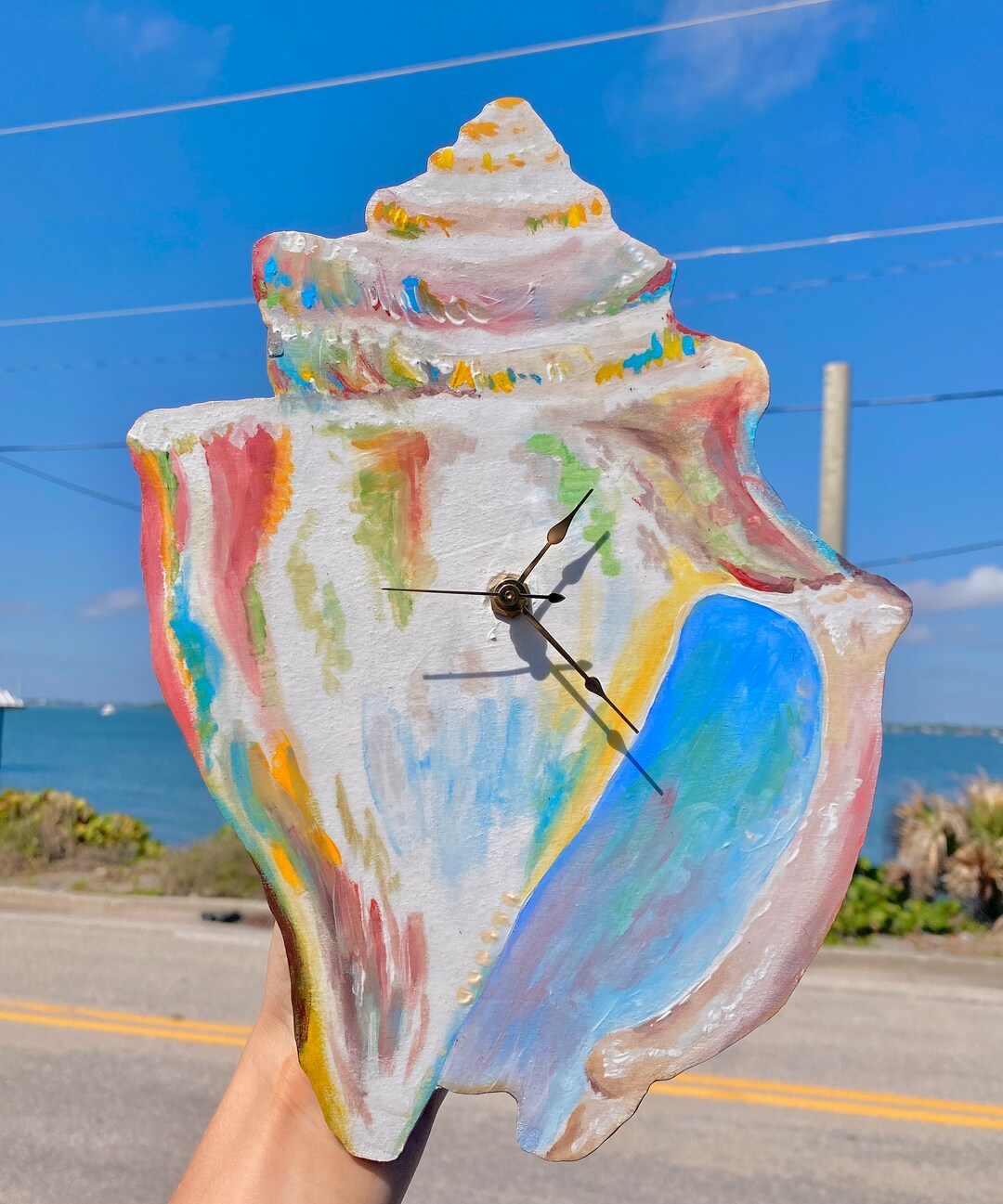 Abstract Handmade Sea Shell Wall Clock - Etsy