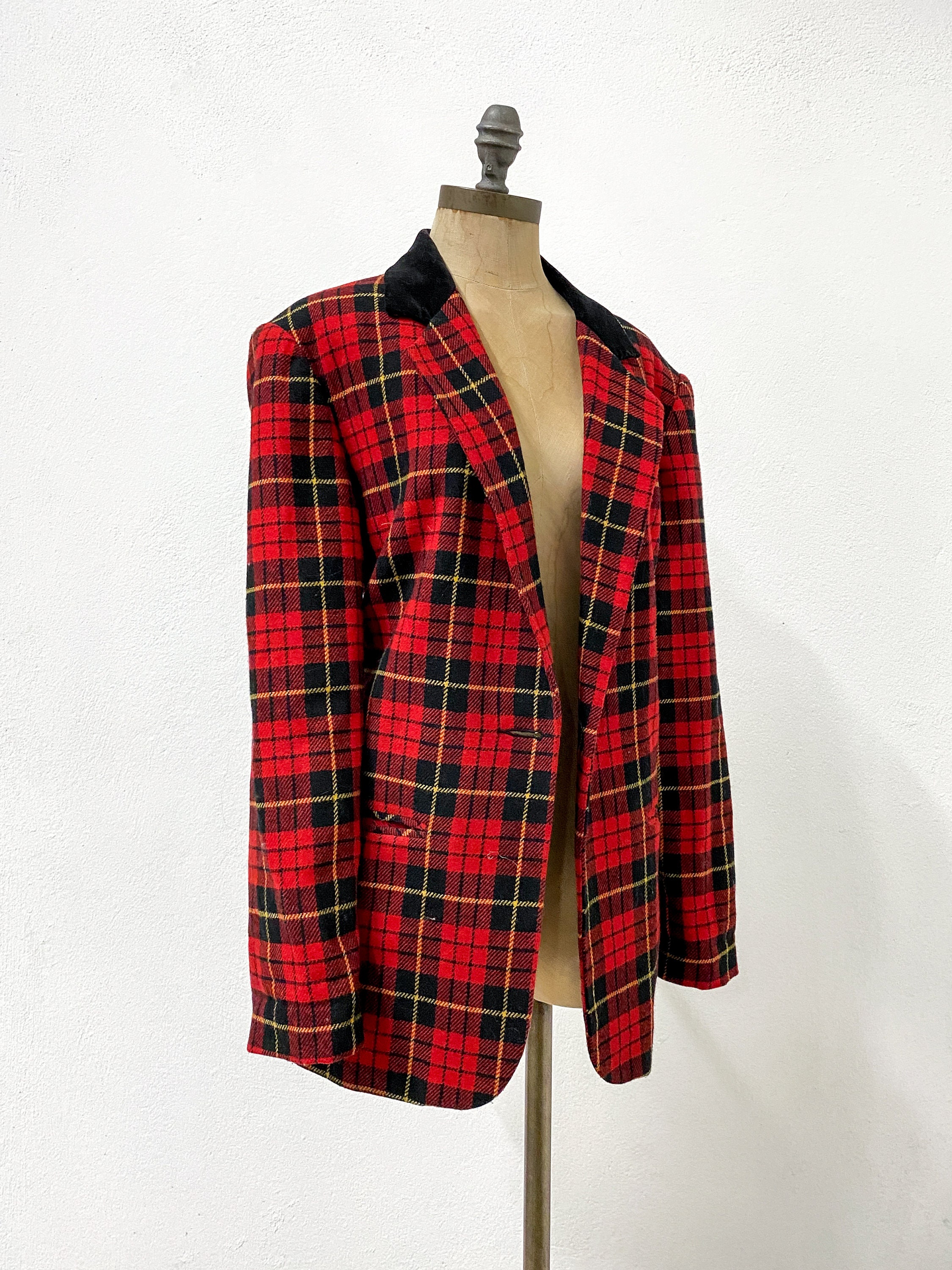 Vintage 80s Blazer, Vintage Plaid Blazer, Vintage Red Blazer, Vintage ...