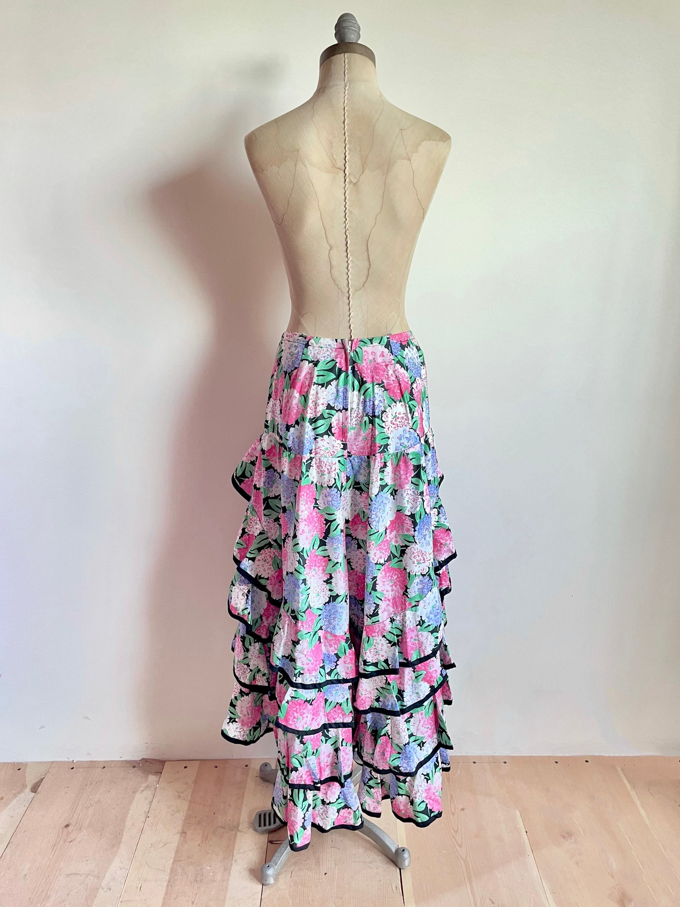 Vintage Ruffle Skirt, Vintage 80s Skirt, Vintage Floral Skirt, Vintage ...